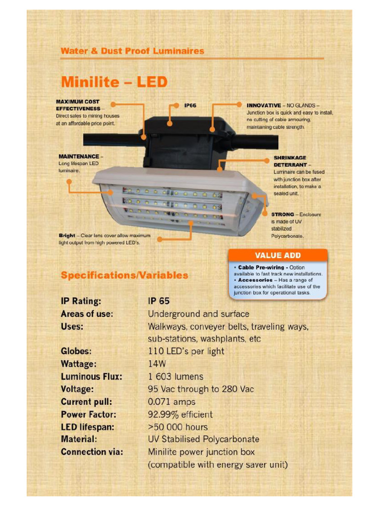 Underground Mine Lighting Datasheet | PDF