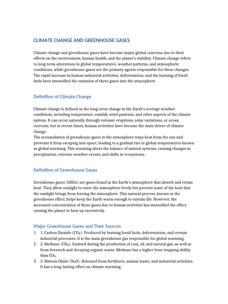 Climate Change and Greenhouse Gases Expanded | PDF | Climate Change ...