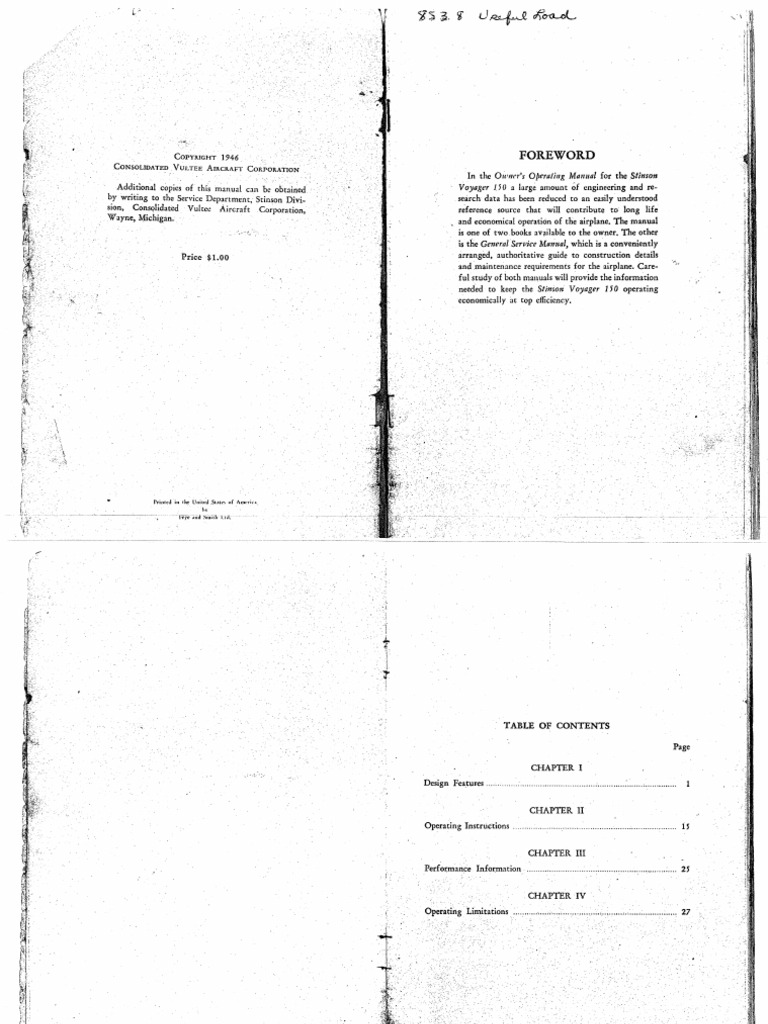 Stinson Operating Manual Added | PDF