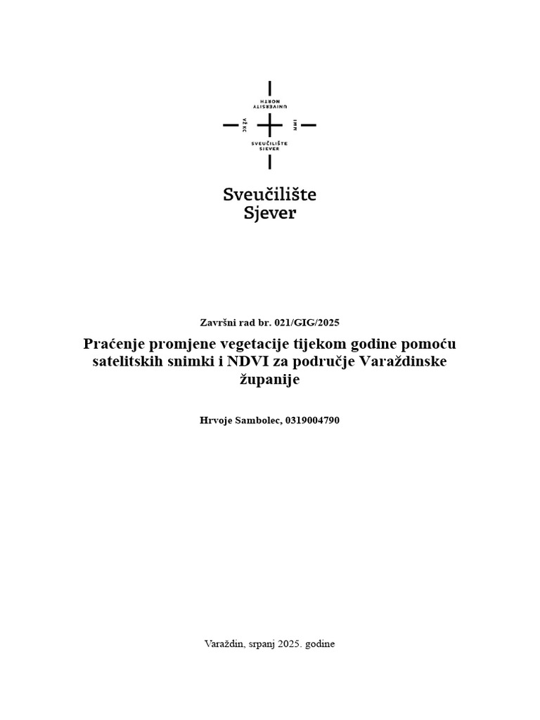 Pracenje Promjene Vegetacije Tijekom Godine Pomocu Satelitskih Snimki ...