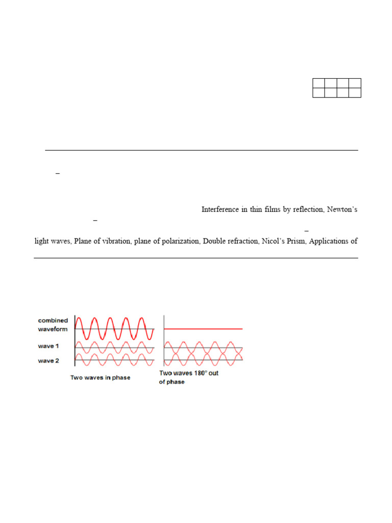 Unit1 Wave Optics Modified | PDF | Diffraction | Coherence (Physics)