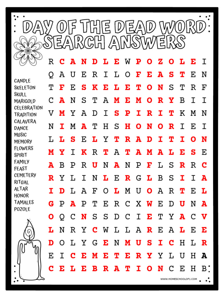 Day of The Dead Word Search 1 | PDF | Observances | Traditions