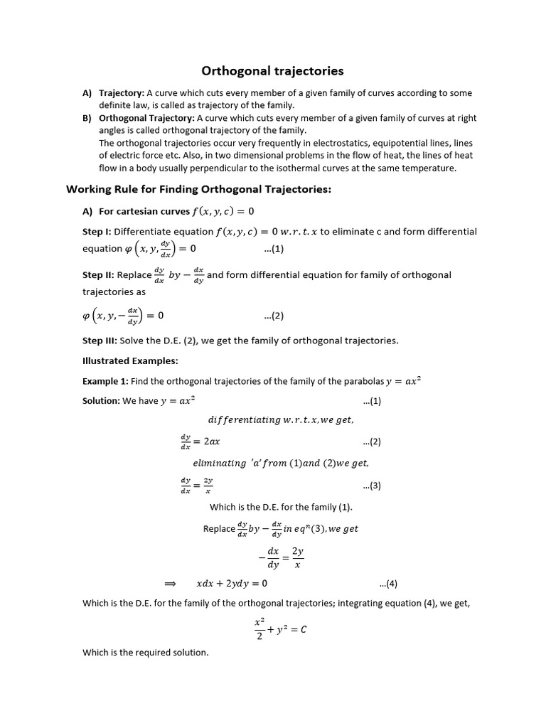 Orthogonal Trajectories Explained | PDF | Equations | Mechanics