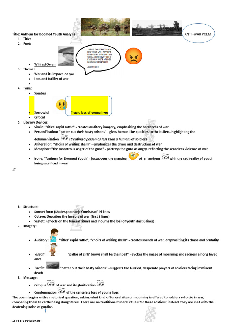 Anthem For Doomed Youth | PDF | Poetry | Funeral