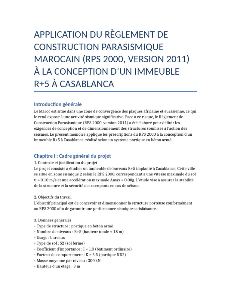 Conception parasismique d'un R+5 à Casablanca | PDF | Génie parasismique