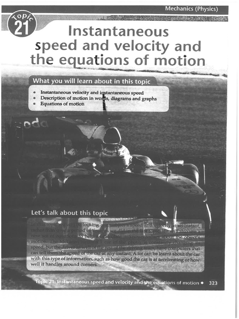 Instantaneous Speed and Velocity | PDF