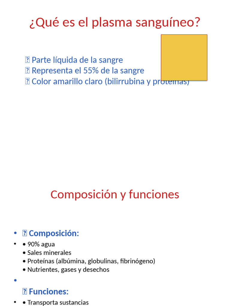 Plasma Sanguíneo: Composición y Funciones | PDF