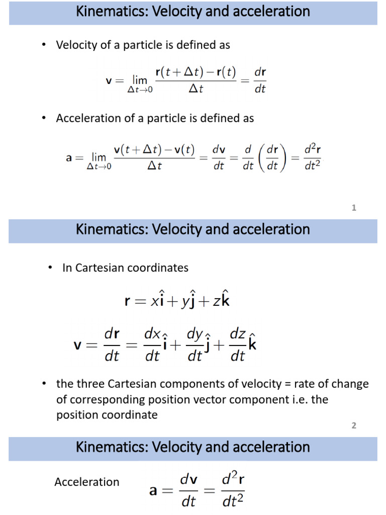 Kinematics: Velocity and Acceleration Basics | PDF | Acceleration ...