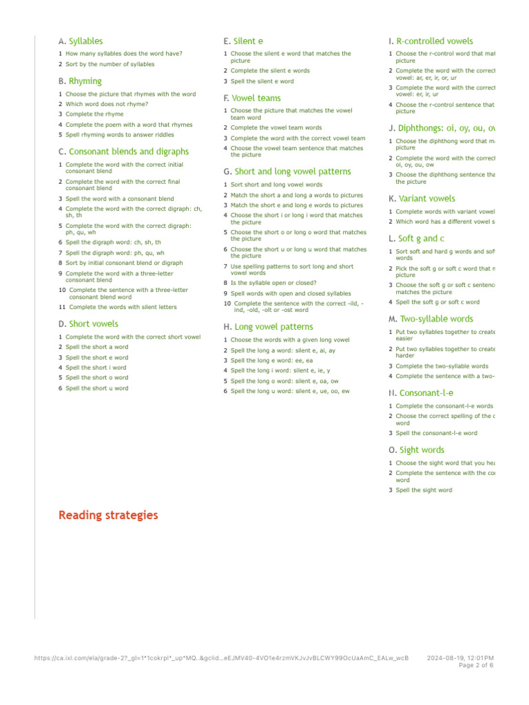 Grade 2 English Language Skills Guide | PDF | Adjective | Verb
