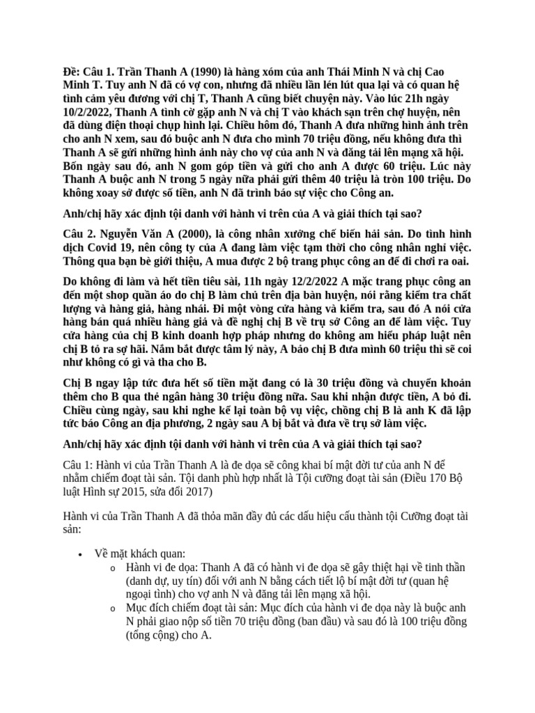 (PLDC) Xử Lý Tình Huống 7.2 | PDF