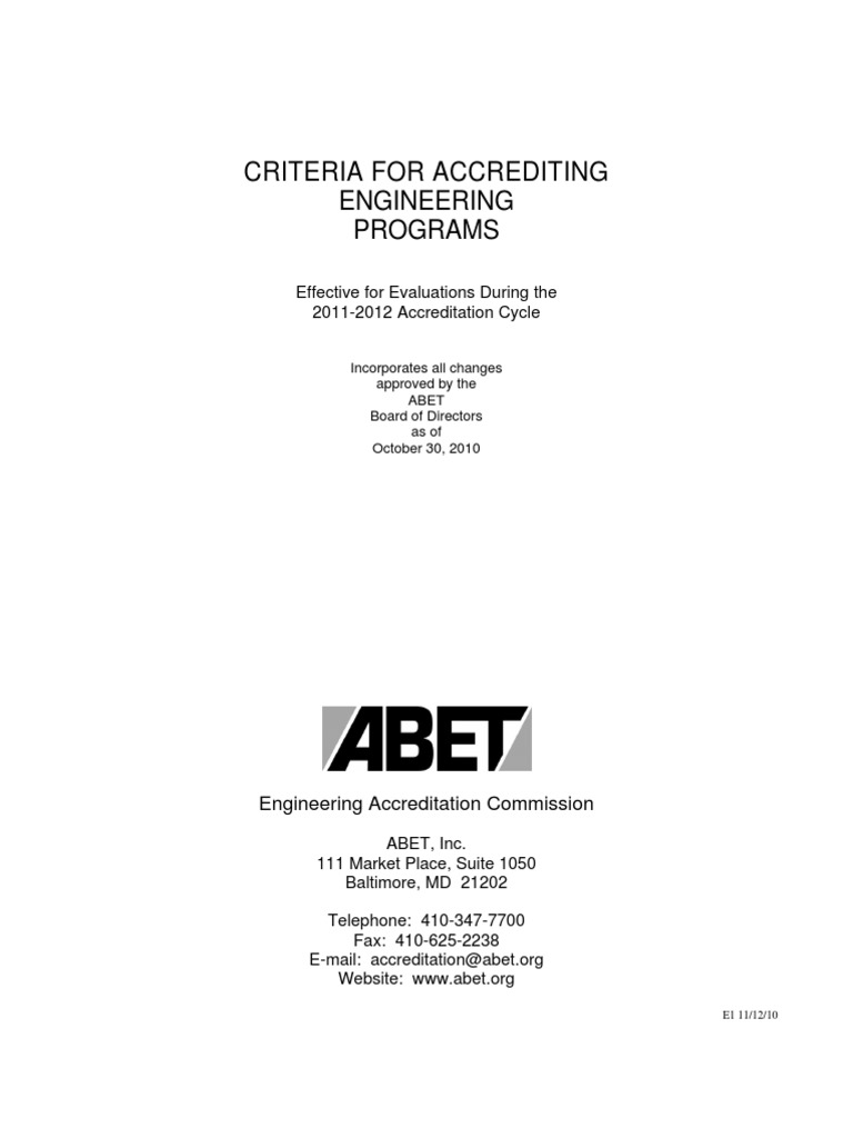 Abet Eac Criteria 2011 2012 | PDF