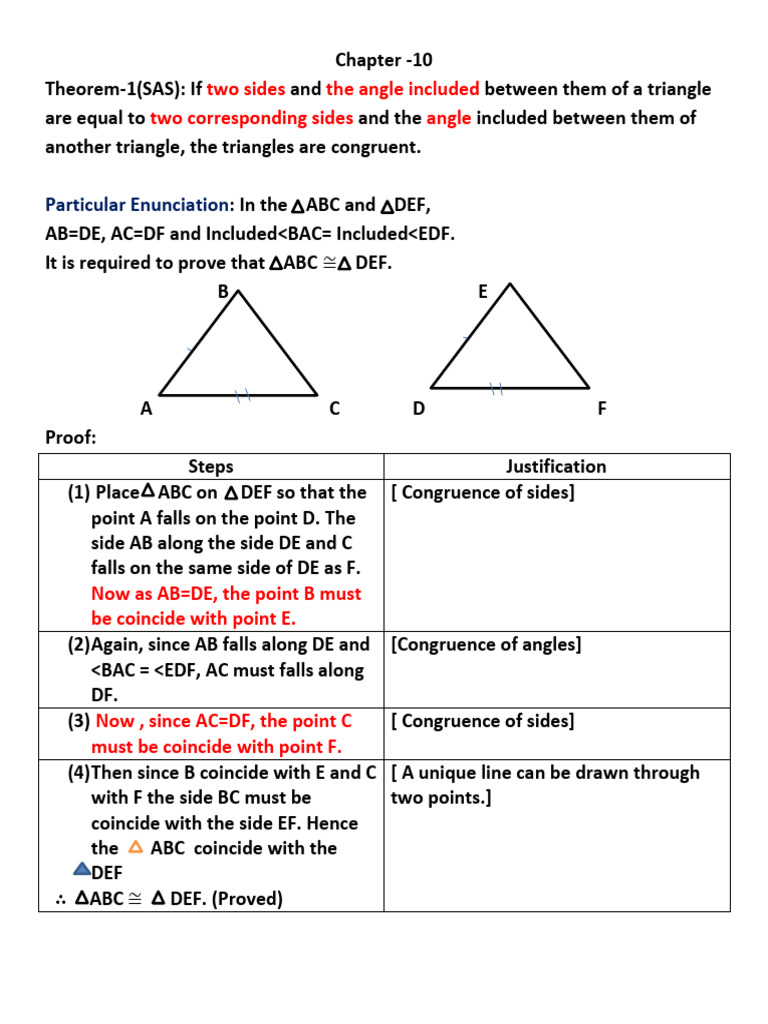 Triangle Congruence Theorems Explained | PDF | Geometry | Euclidean ...