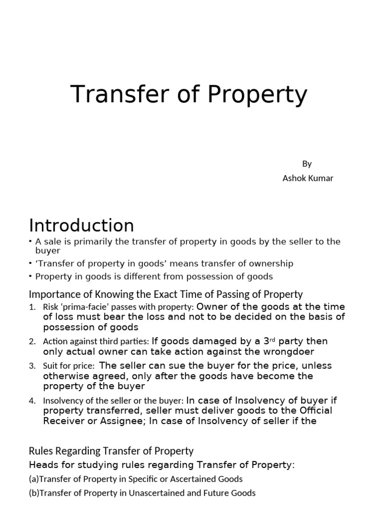 Transfer of Property | PDF | Sales | Procurement