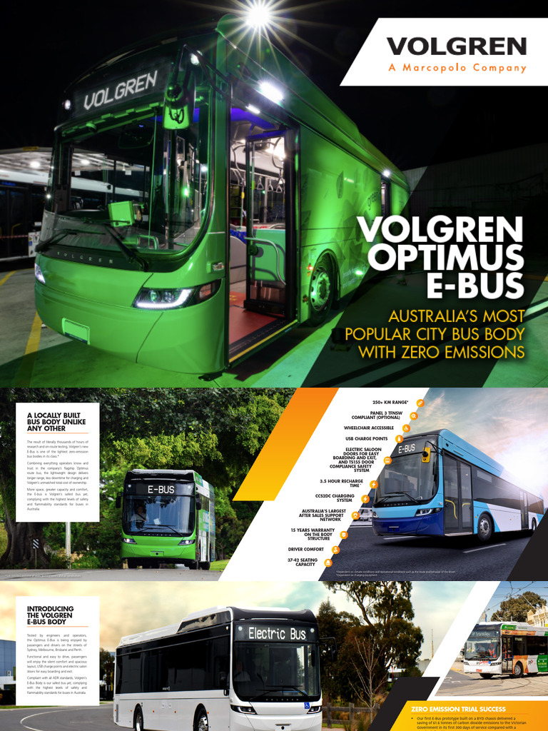 Volgren e Bus Electric City Bus | PDF | Bus | Motor Vehicle