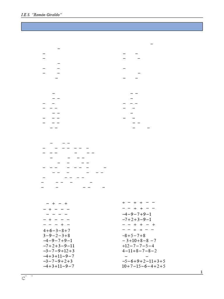 1ESO U02 Numeros Enteros | PDF