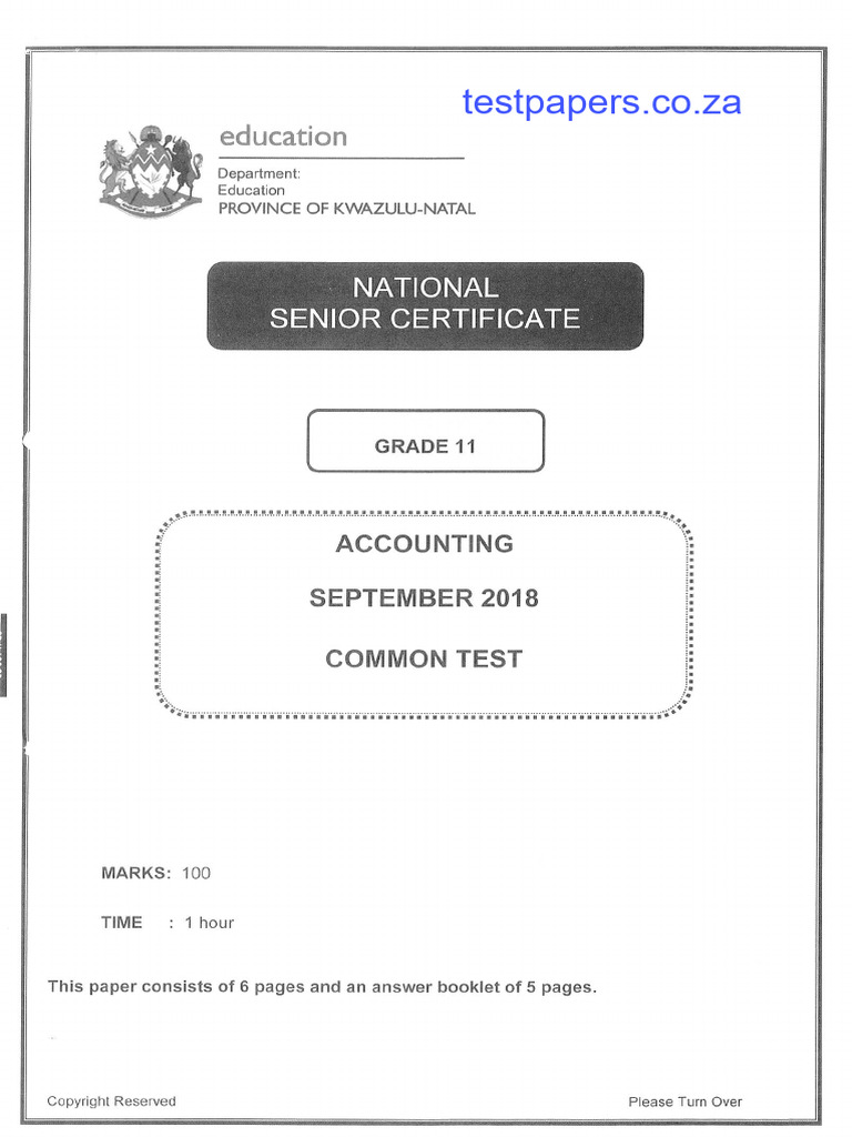 Accounting Question Paper & Memo | PDF