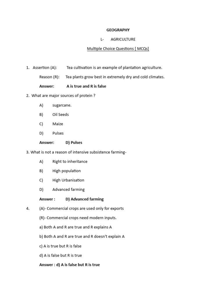 Geo Agriculture Mcq | PDF | Agriculture | Intensive Farming