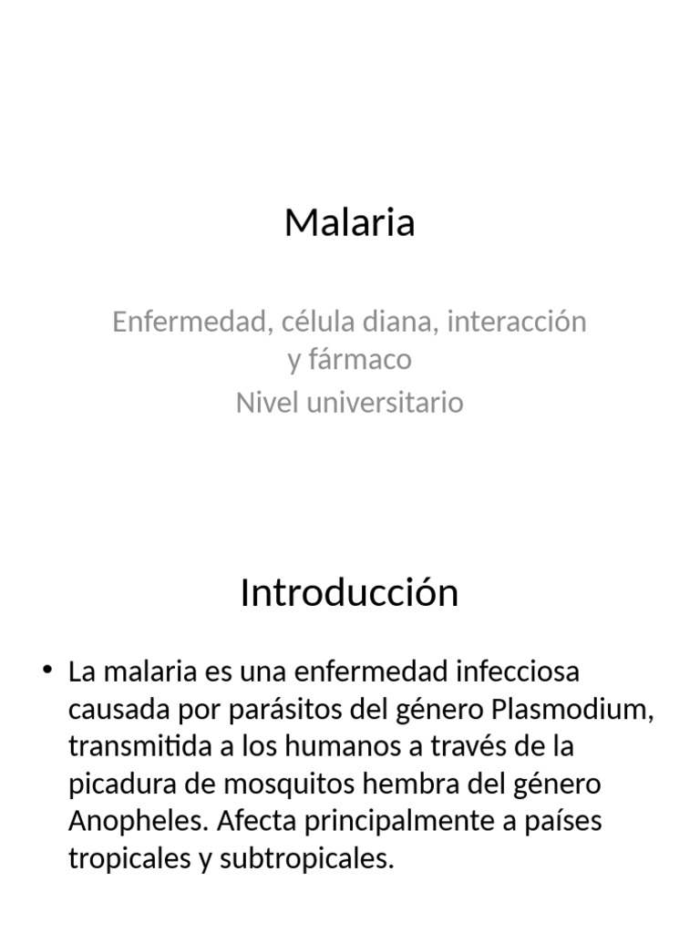 Malaria Presentacion Simple | PDF | Plasmodium | Malaria