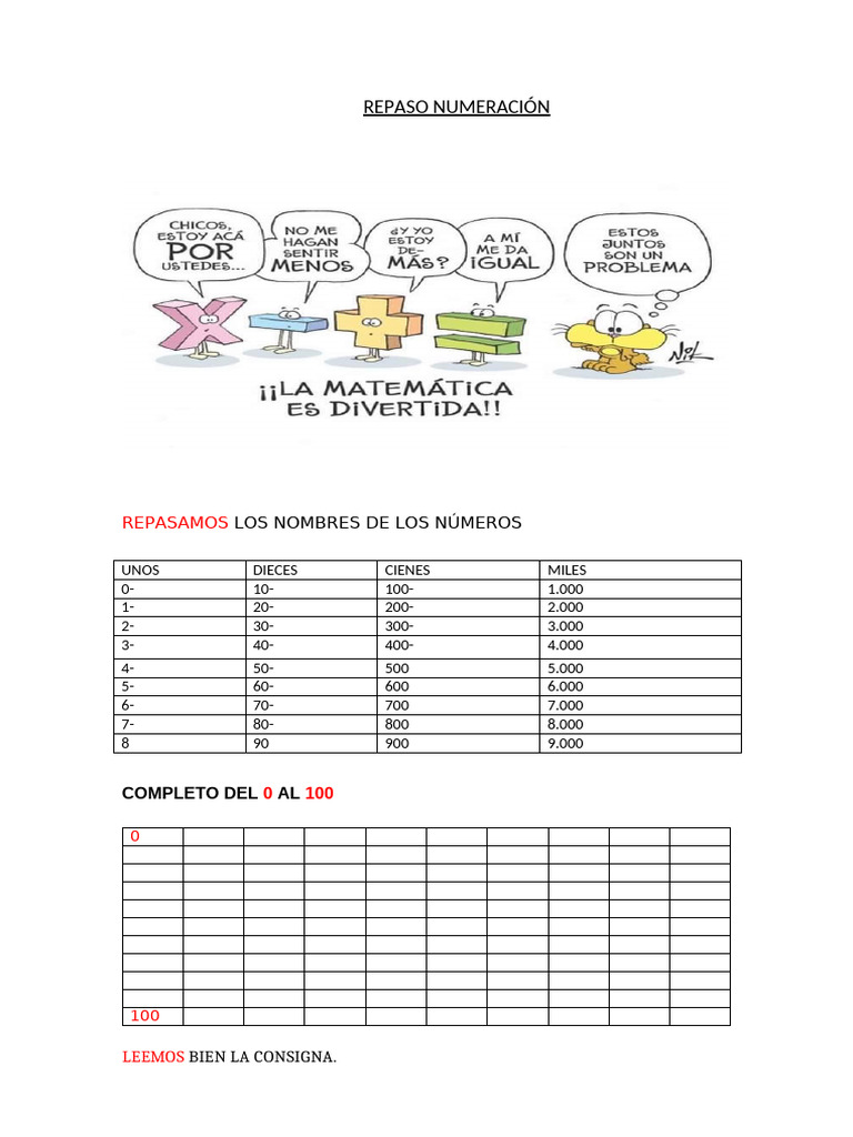 Repaso de Números del 0 al 10,000 | PDF