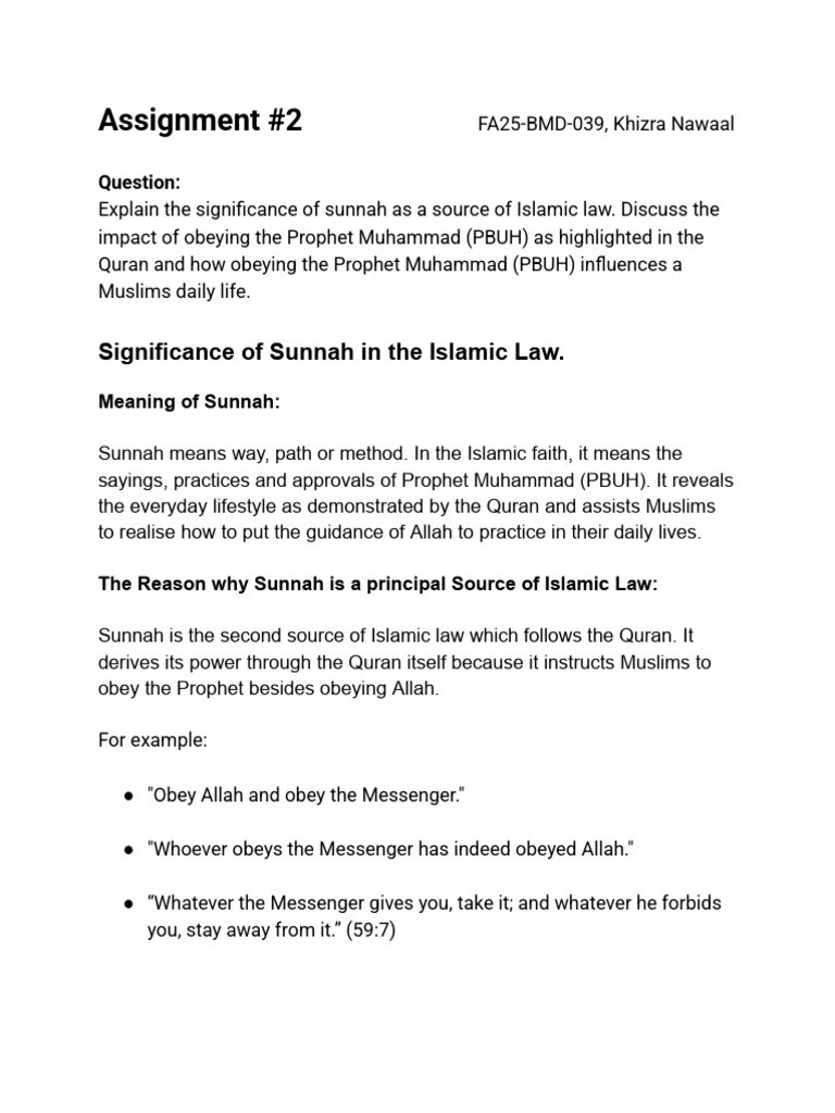 Significance of Sunnah in Islamic Law | PDF | Prophets And Messengers ...
