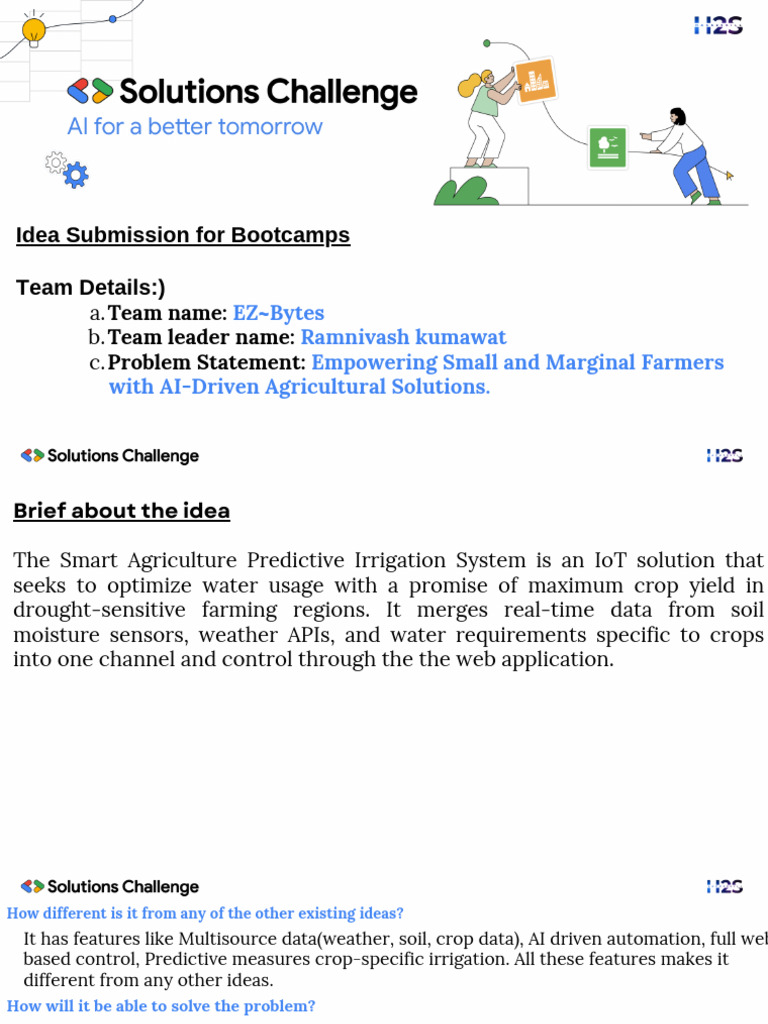 Solutions Challenge - Idea Submission For Bootcamp | PDF | Internet Of ...