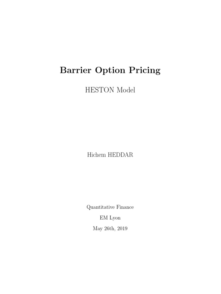 Barrier Option Pricing Via Heston Model | PDF | Option (Finance ...