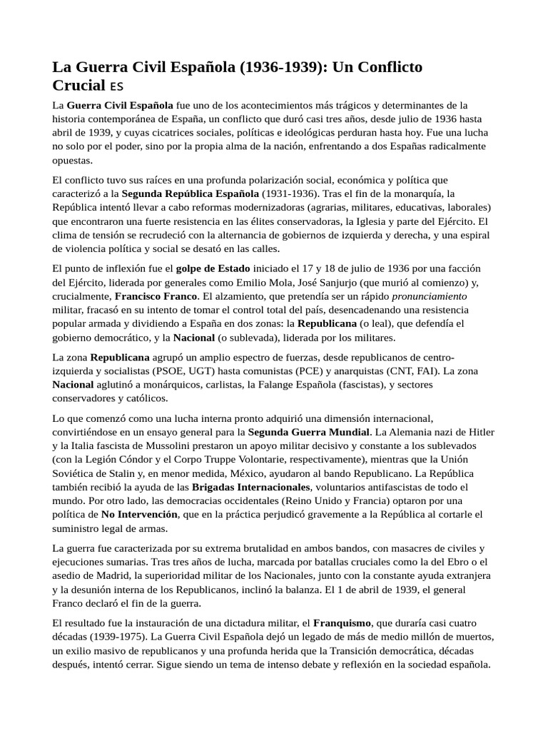 Guerra Civil Española: Causas y Consecuencias | PDF | guerra civil ...