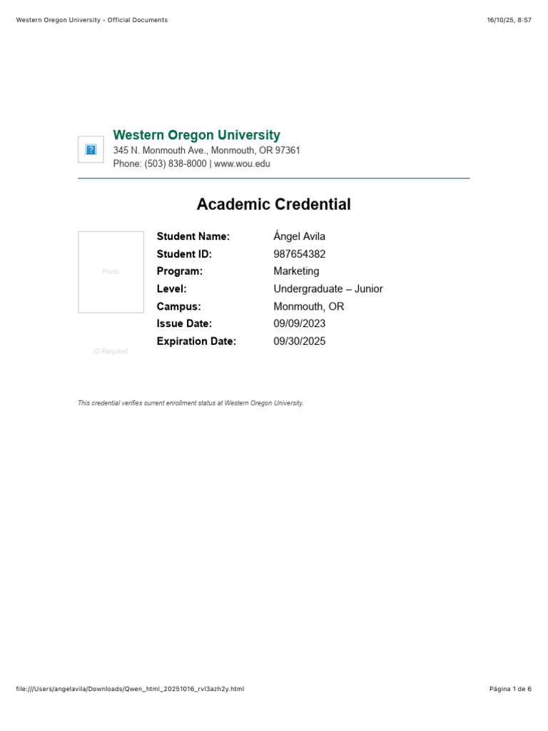 Western Oregon University - Official Documents | PDF | Payments | Education Finance