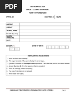 Grade 7 Term 1 Maths Assignment | PDF | Mathematics