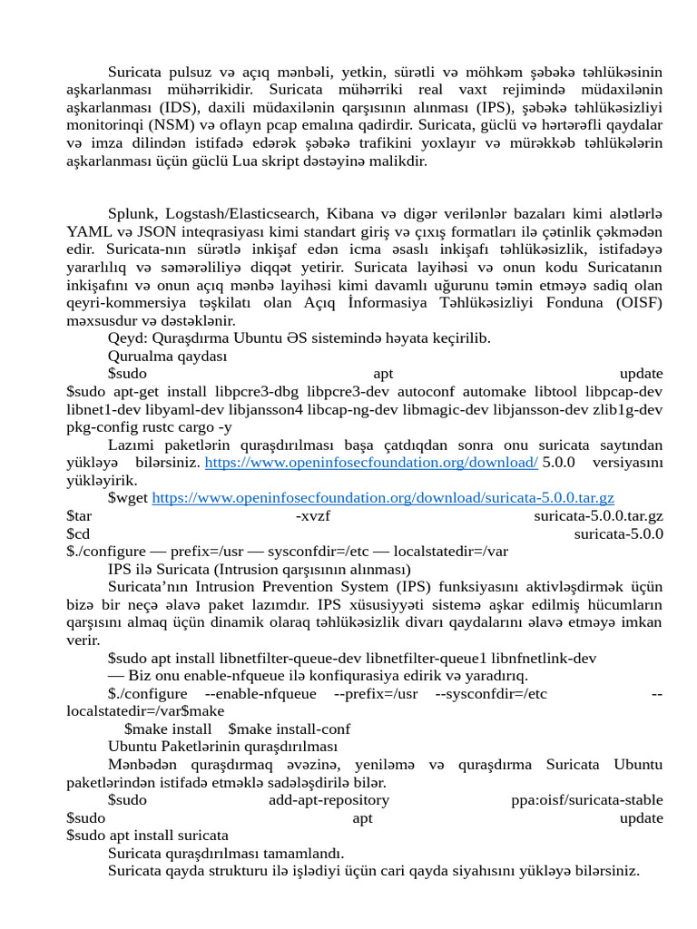 Suricata Quraşdırması VƏ Qaydaları | PDF