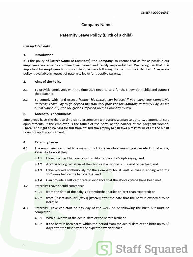 Paternity Leave Policy Overview | PDF | Parental Leave | Employment