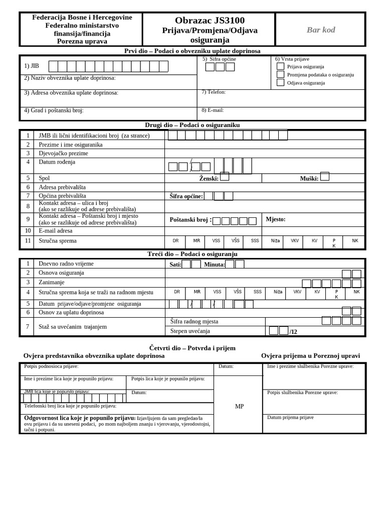Obrazac js3100 | PDF