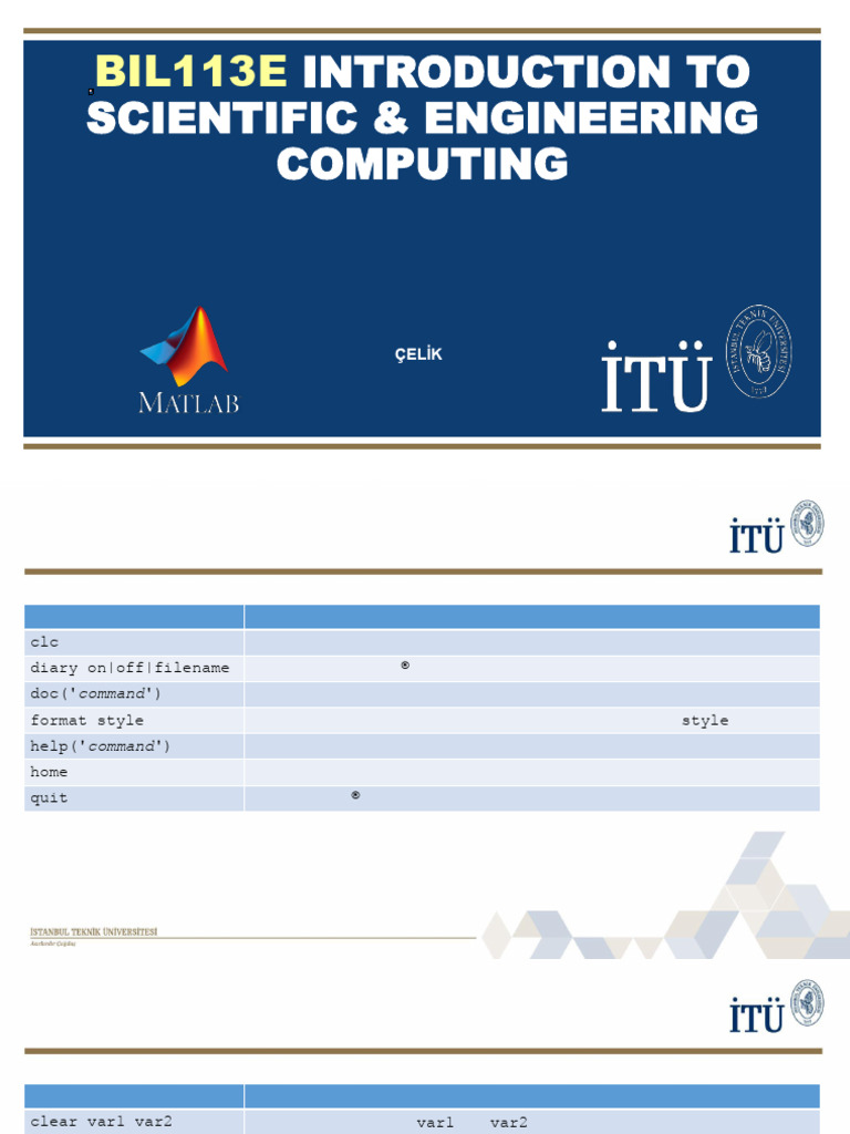 BIL113E - LN02-Operators & Variables & Basic Plotting - Spring - 2020 | PDF | Matlab | Mathematics