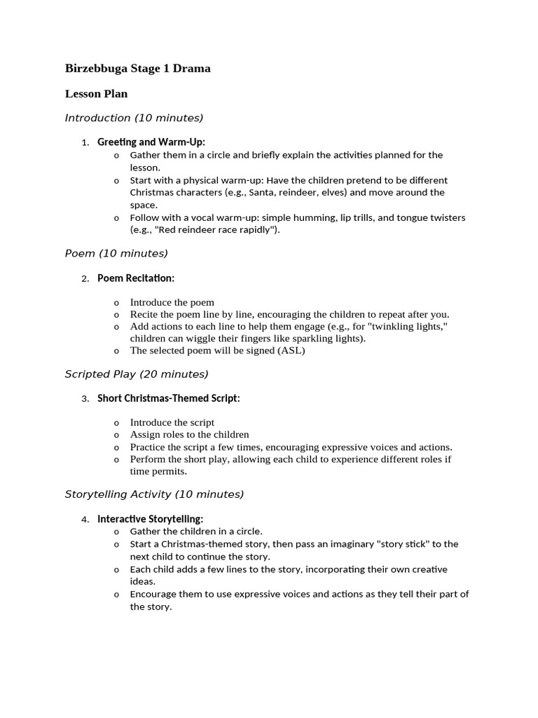 Birzebbuga Stage 1 Drama Lesson Plan | PDF