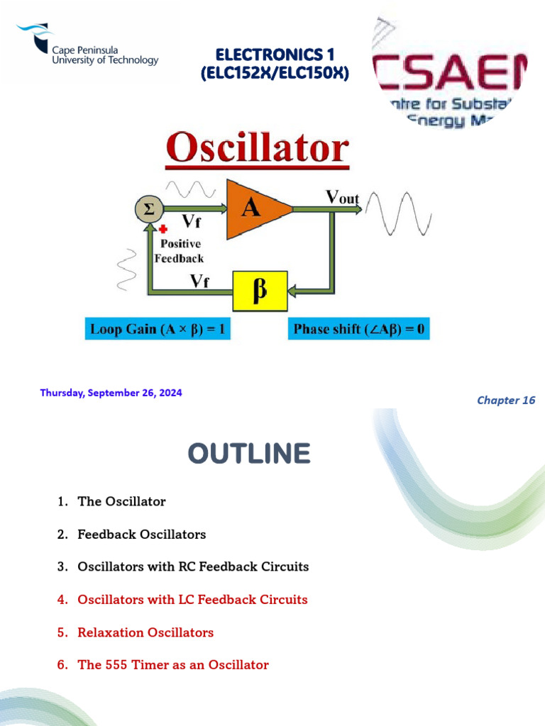Lesson 22 - Oscillators | PDF | Electronic Oscillator | Feedback