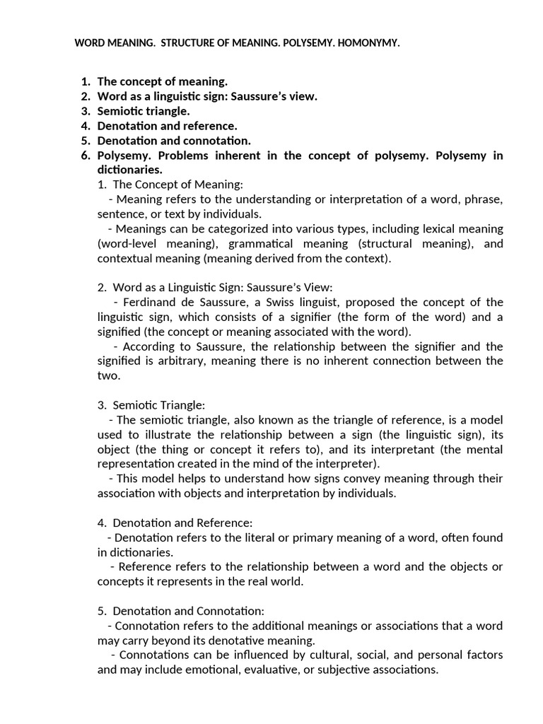 Meaning Polysemy Homonymy | PDF | Semantics | Semiotics