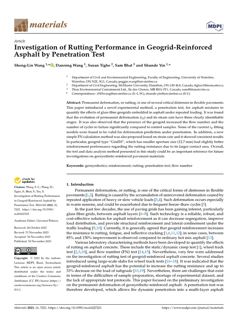 2023 Geogrid-Reinforced Asphalt by Penetatrion Test | PDF | Deformation ...