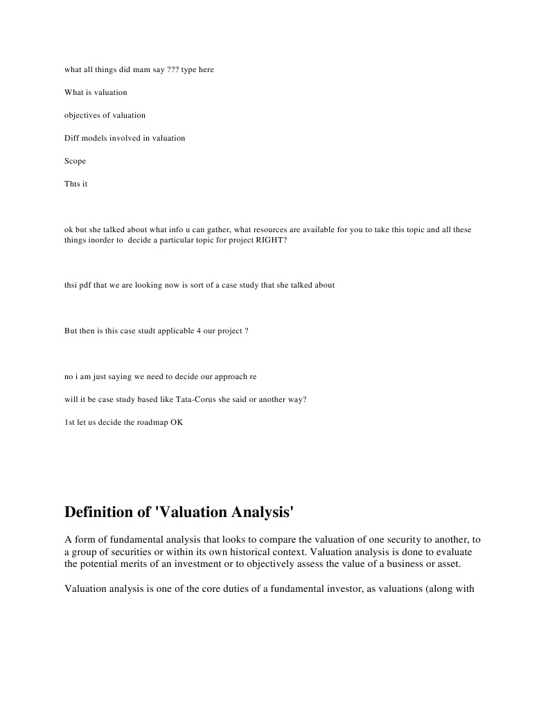 Definition of 'Valuation Analysis' | PDF | Capital Budgeting ...