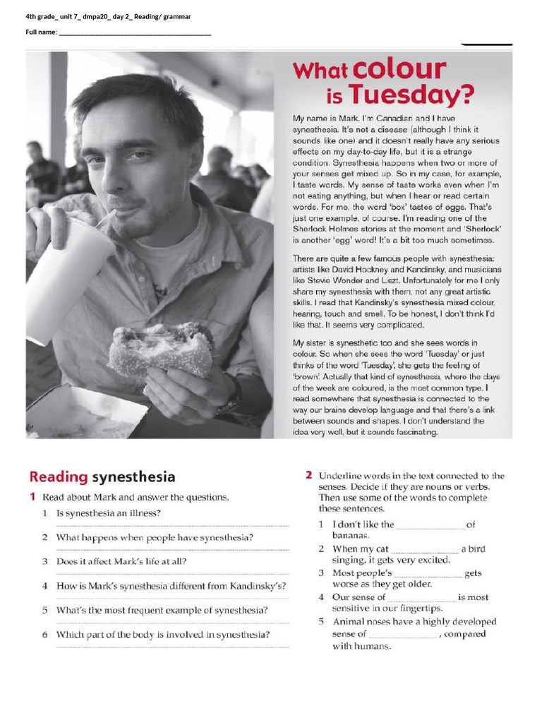 4th Grade - Unit 7 - Dmpa20 - Day 2 - Reading - Grammar | PDF