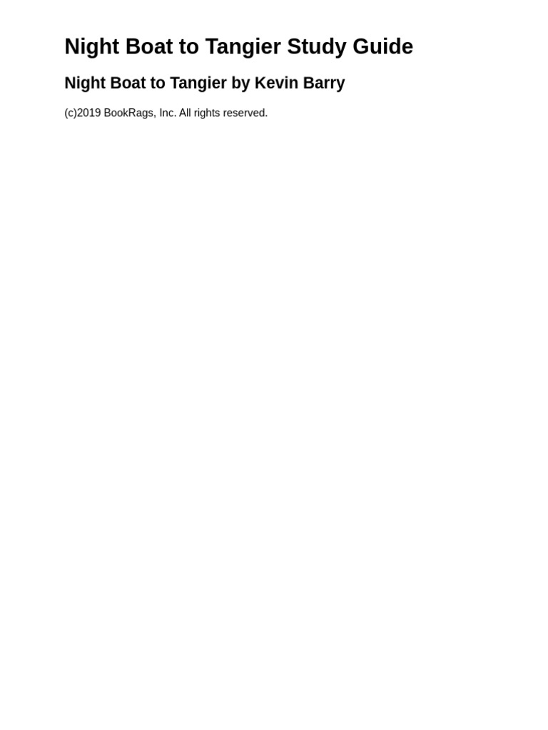 Night Boat to Tangier Study Guide | PDF | Love | Narrative