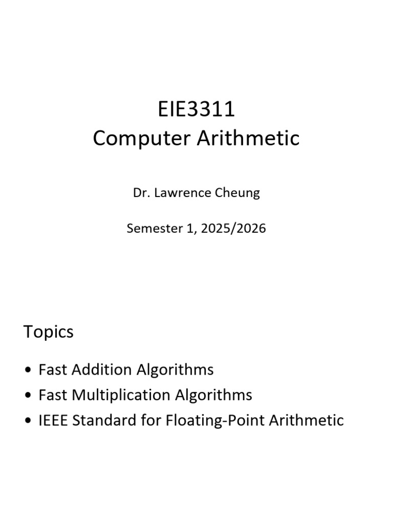 EIE3311 Computer Arithmetic | PDF | Multiplication | Mathematical Notation