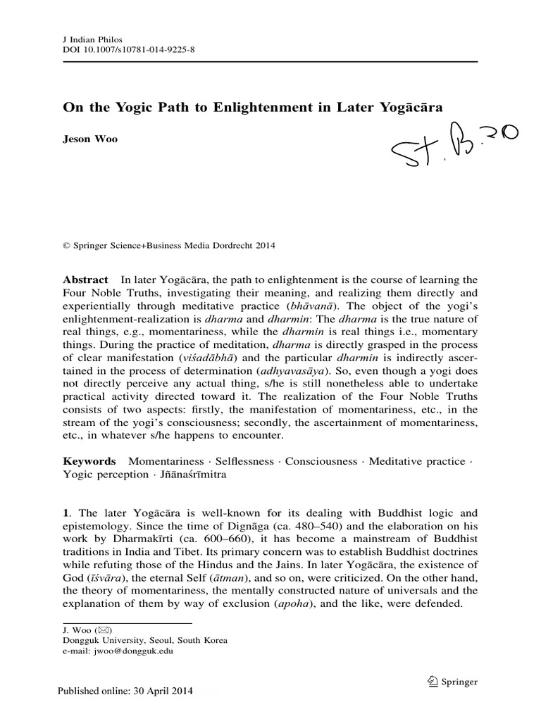 On The Yogic Path To Enlightenment in Later Yogācāra | PDF | Yoga ...
