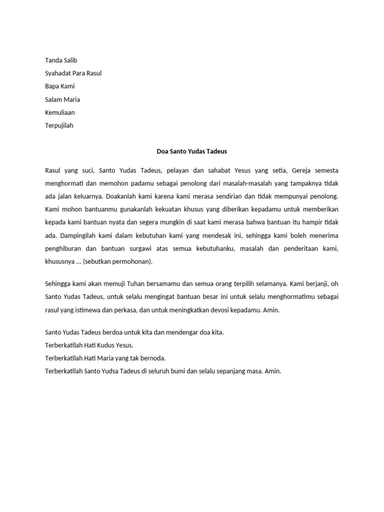 Doa Santo Yudas Tadeus untuk Bantuan | PDF