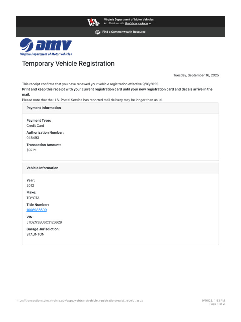 Virginia Department of Motor Vehicles - DmvNOW | PDF | Department Of ...