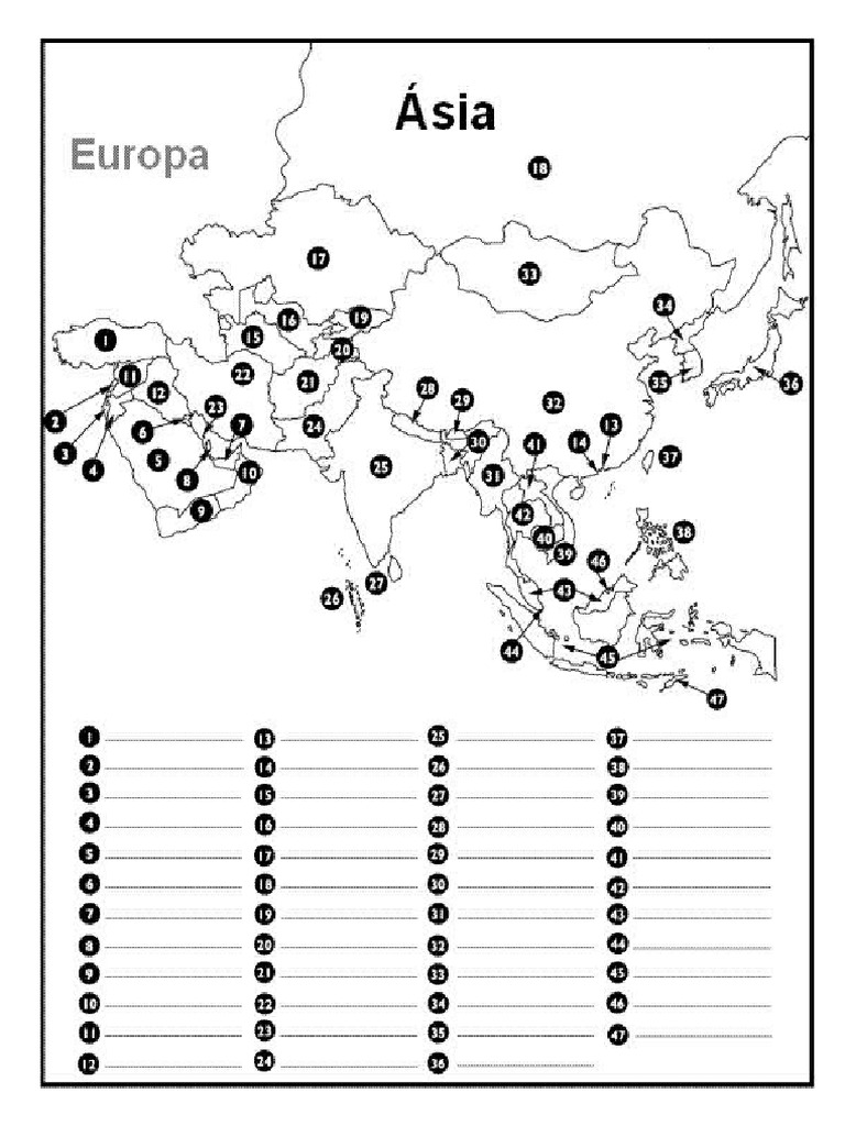 Mapa Da Asia para Colorir | PDF