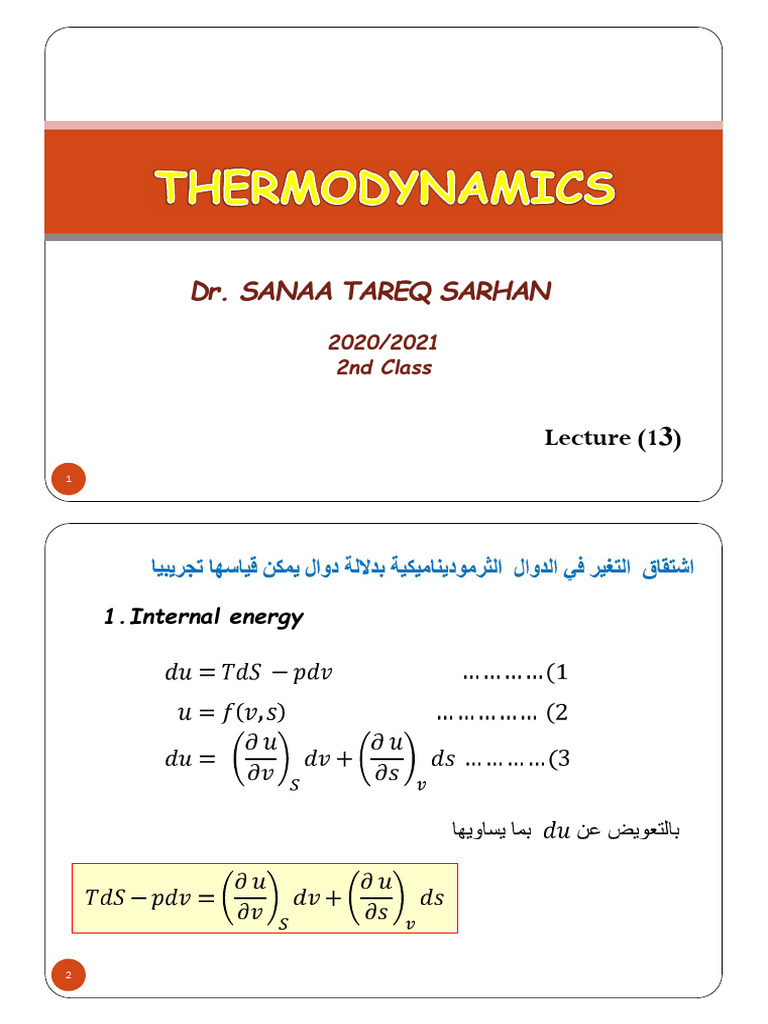 Thermodynamic Properties and Calculations | PDF