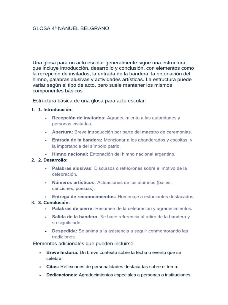Glosa 4 Nanuel Belgrano | PDF