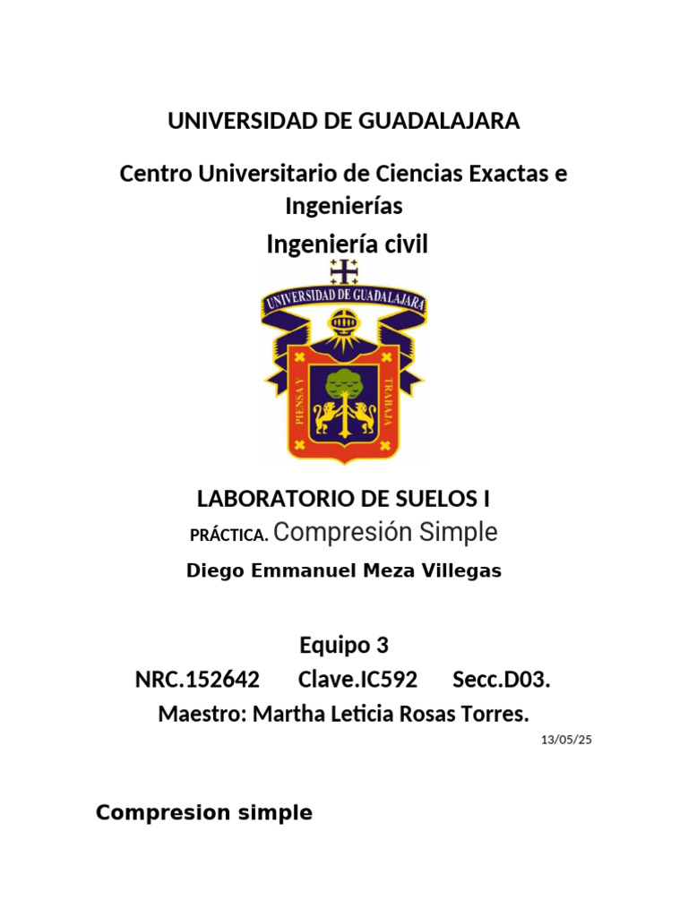 Prueba de Compresión Simple de Suelos | PDF | Ingeniería mecánica