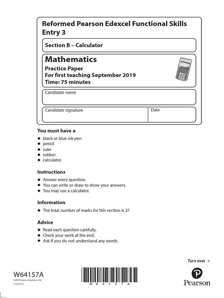 Entry 3 Maths Practice Paper | PDF | Paper