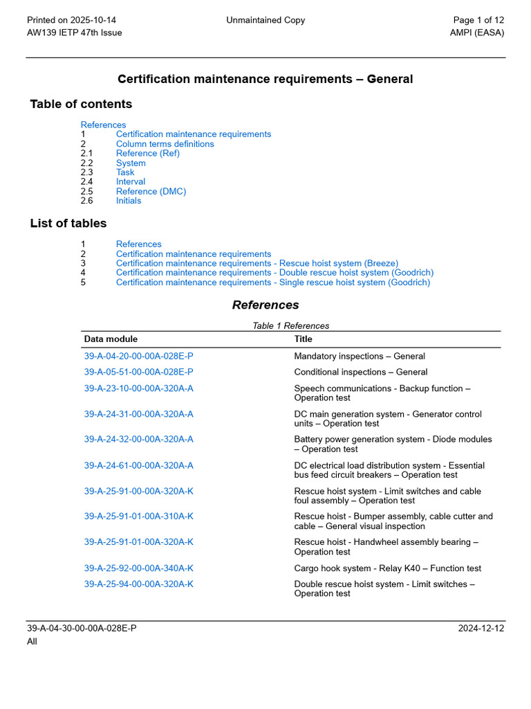 Certification Maintenance Requirements Guide | PDF | Helicopter Rotor ...